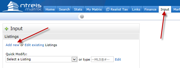 Matrix How to enter a new listing